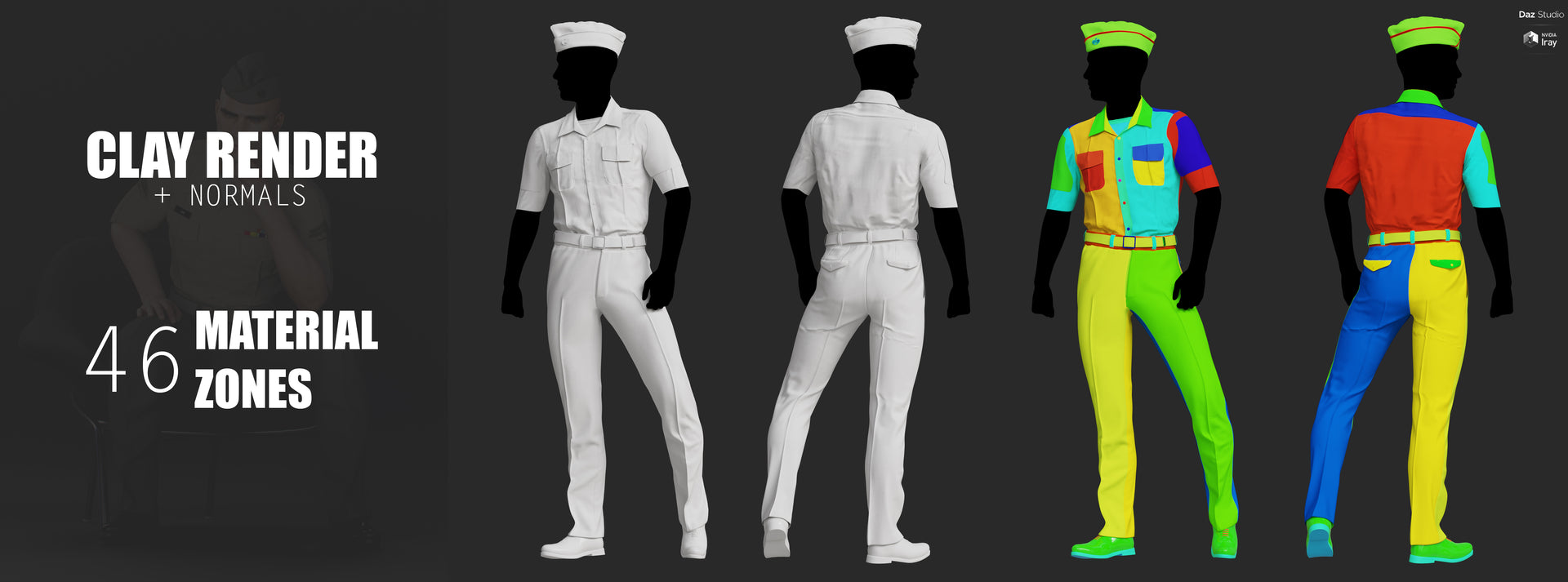 MI Military Service Uniform Type C Bundle | DAZ3D Male Clothing ...