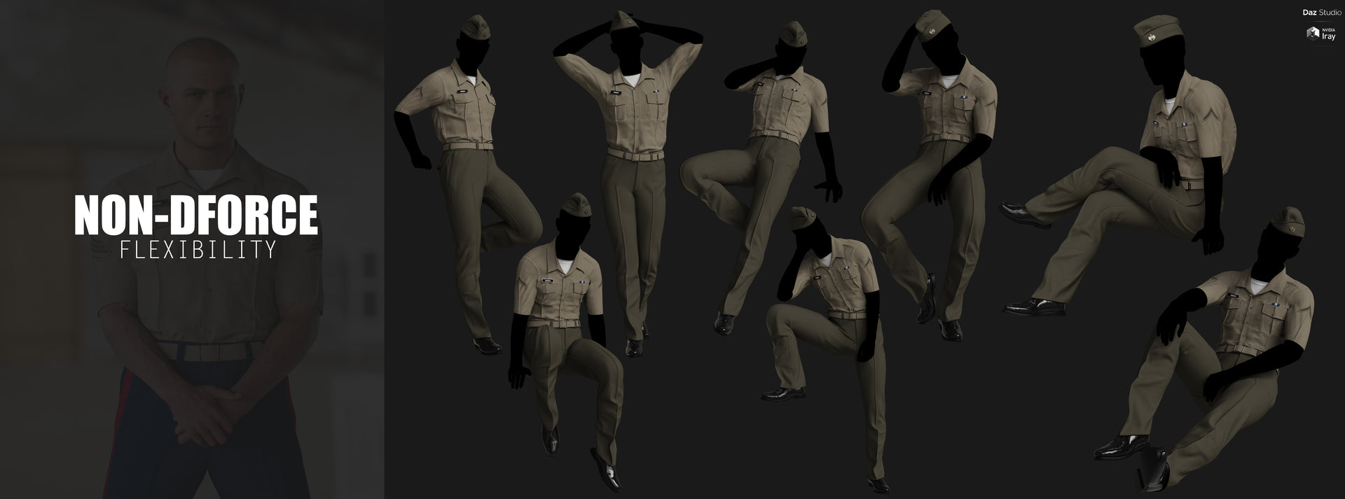 MI Military Service Uniform Type C Bundle | DAZ3D Male Clothing ...